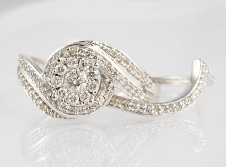 14 Kt White Gold Swirl Diamond Ring Set – NY Style Jewelry®